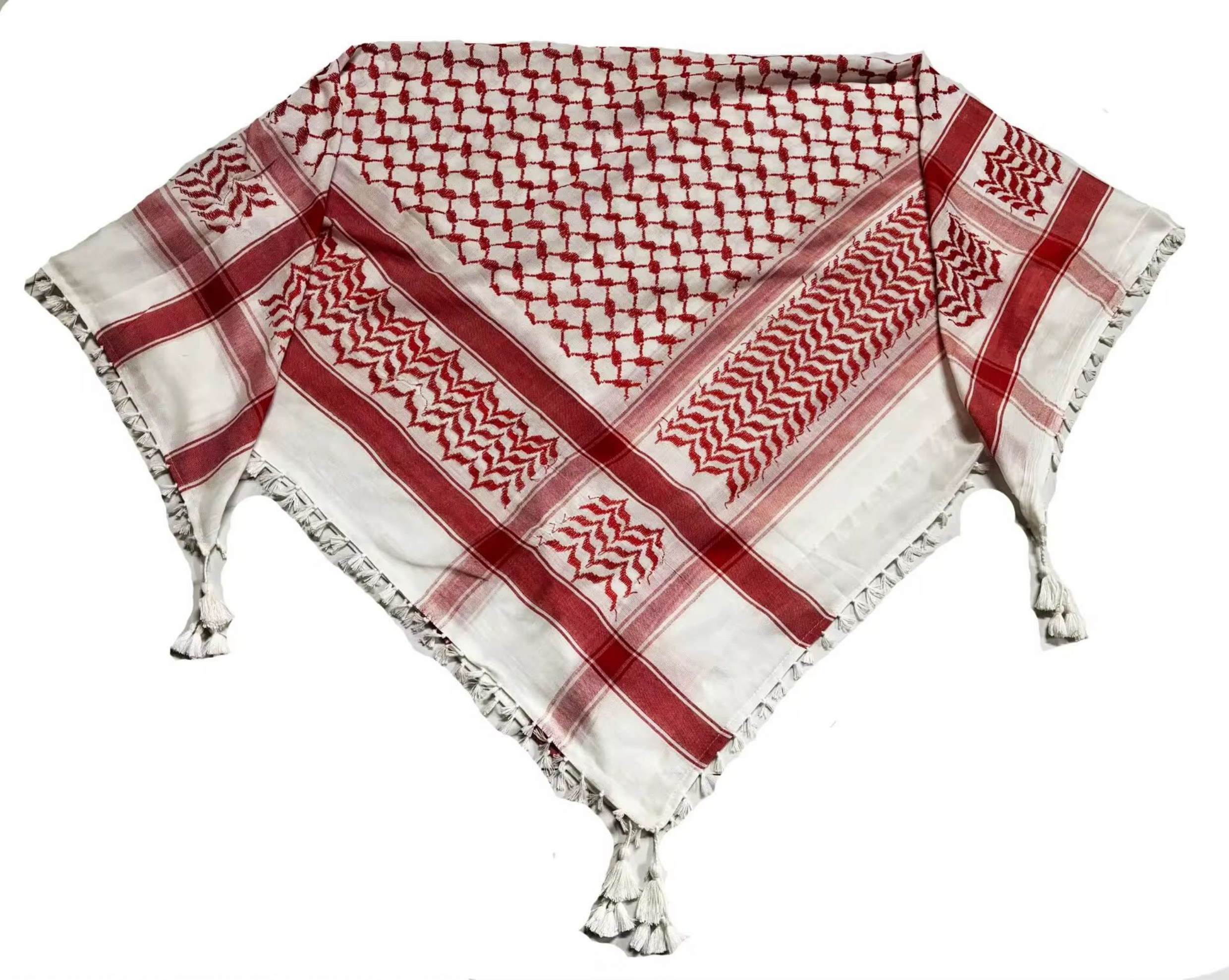 Traditional Palestinian Keffiyeh (Red & White Pattern) – Hooriya Creation