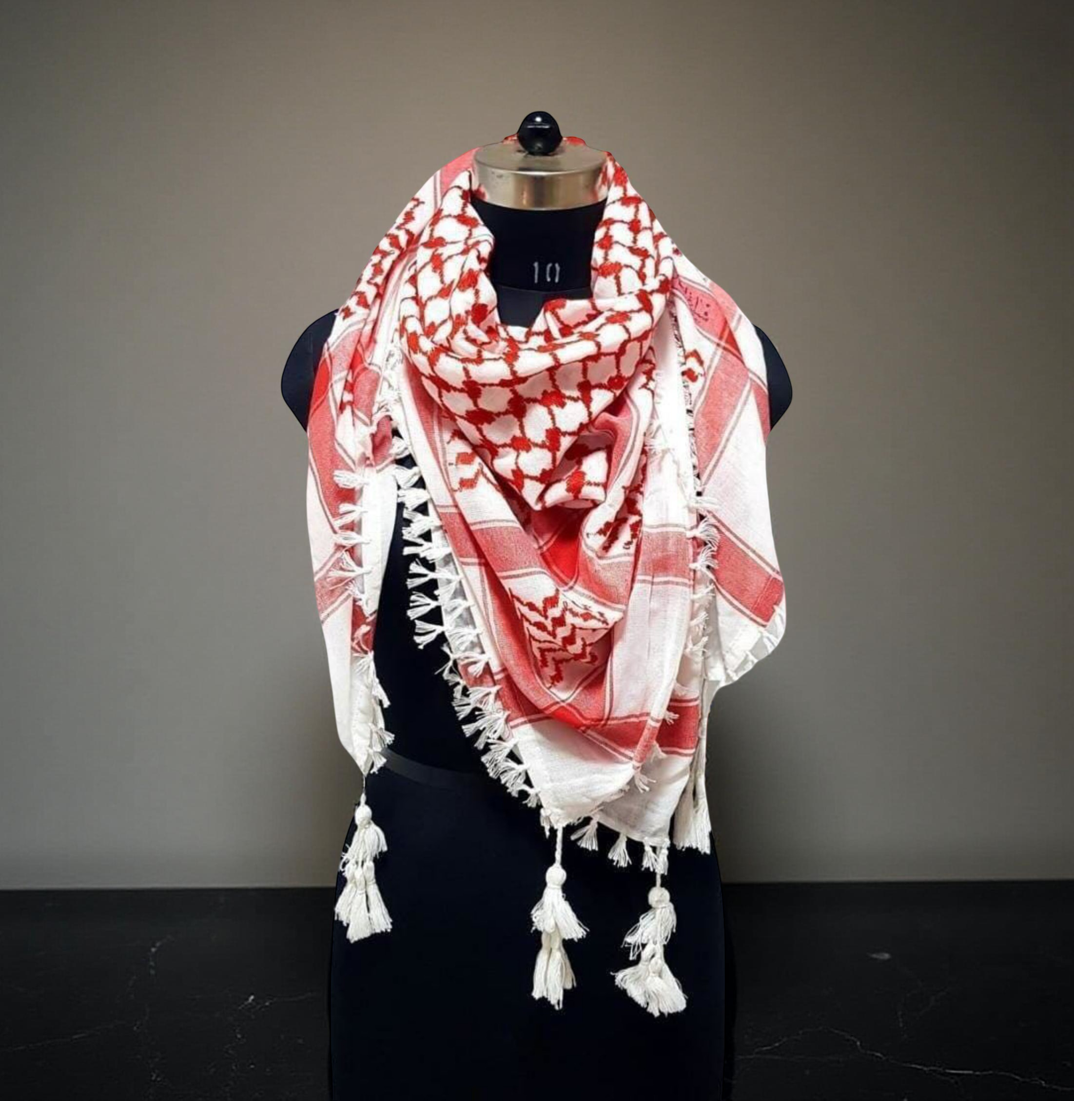 Traditional Palestinian Keffiyeh (Red & White Pattern) – Hooriya Creation